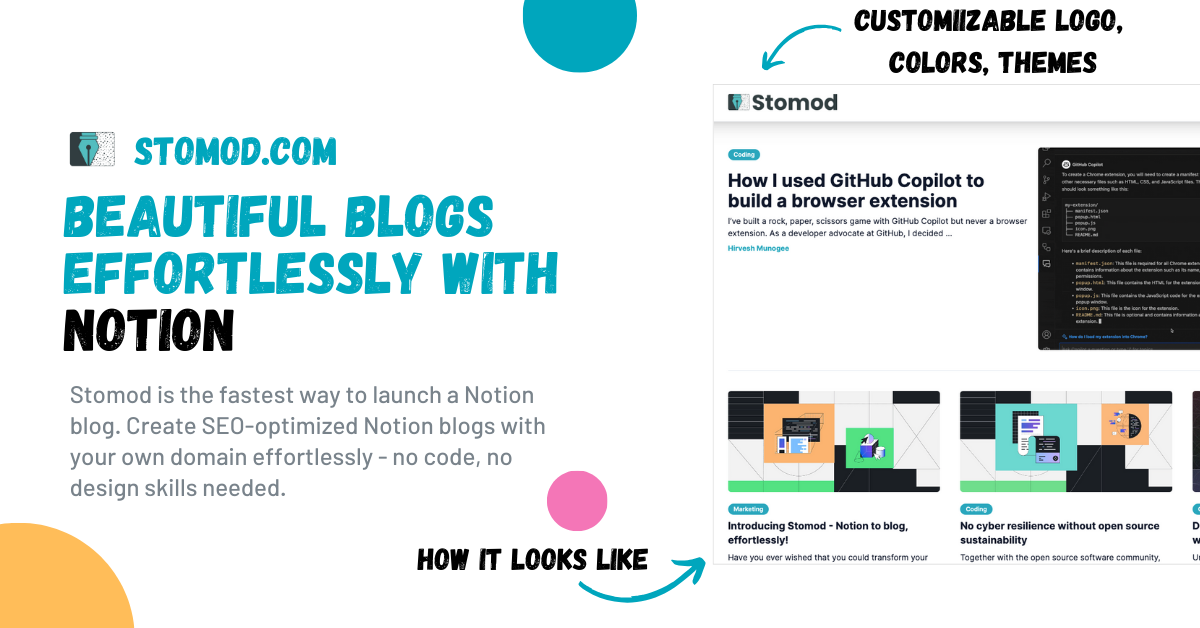 Stomod - Beautiful blogs effortlessly, with Notion